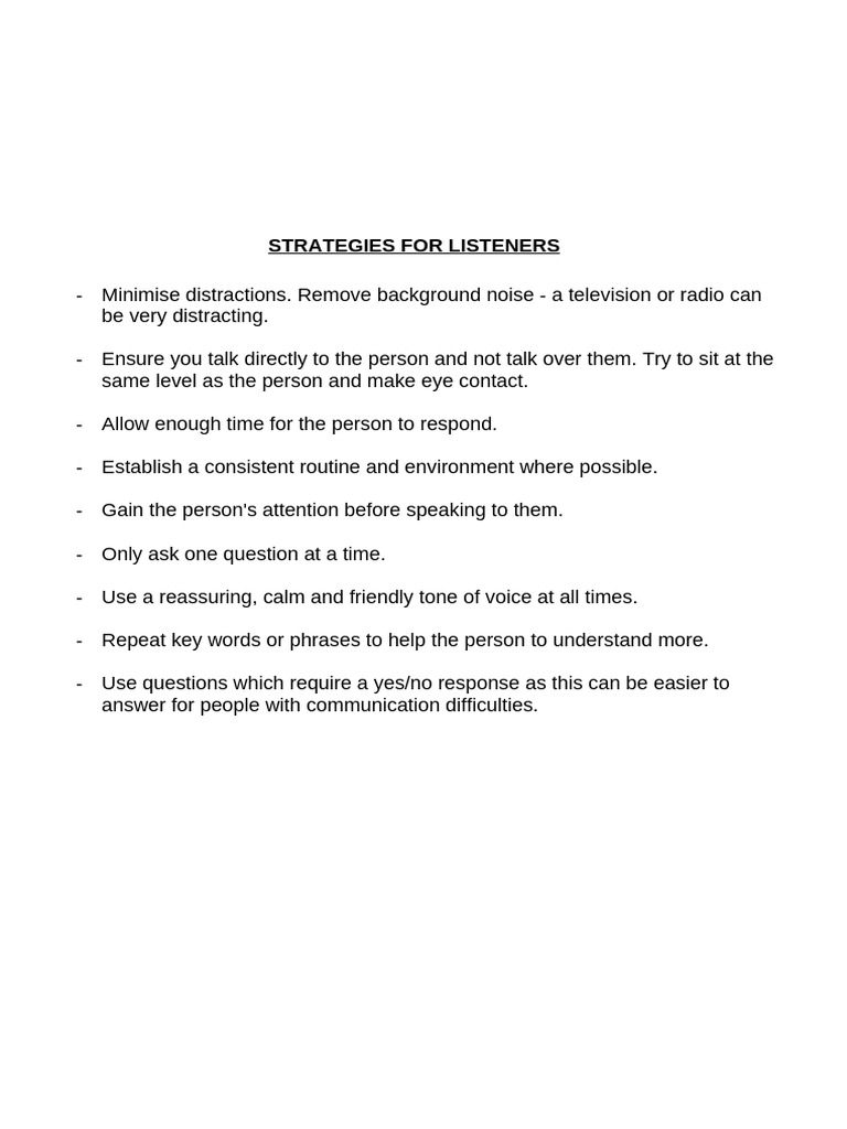 Effective Listening Strategies Guide | PDF