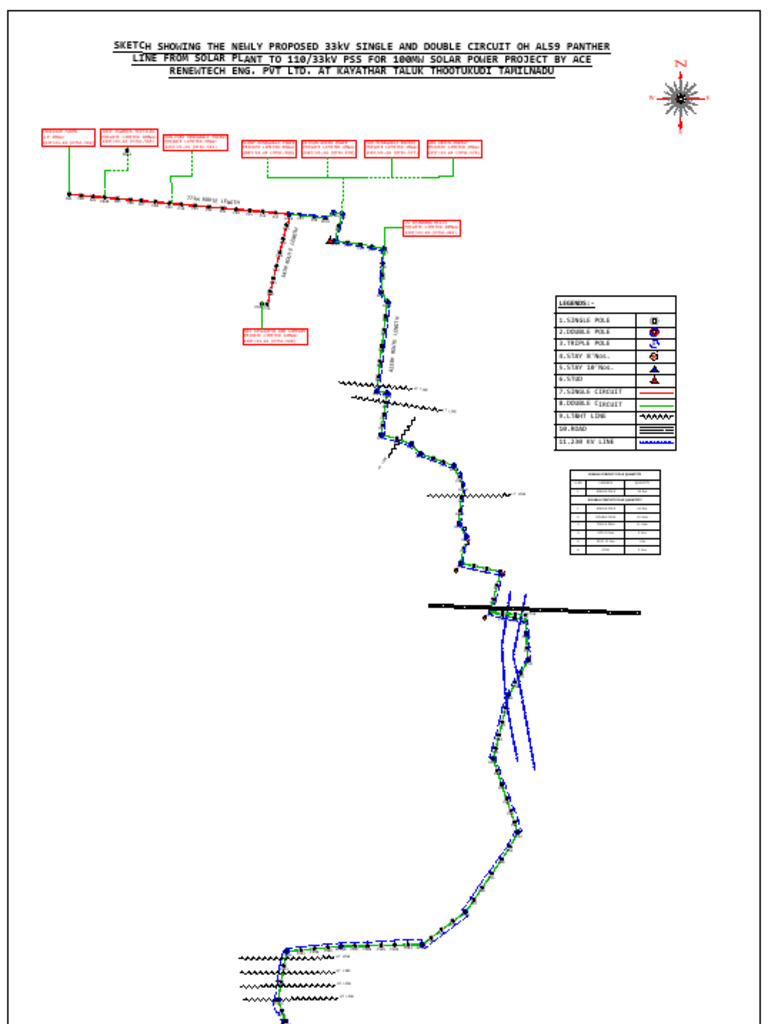33kv Single and Double Circuit TL Routing Phase - 1 | PDF