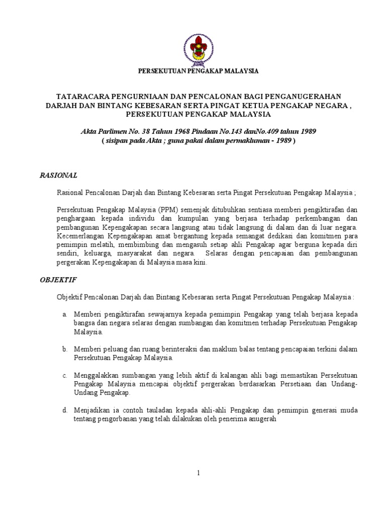 Tatacara Pengurniaan & Anugerah Pingat PPM | PDF