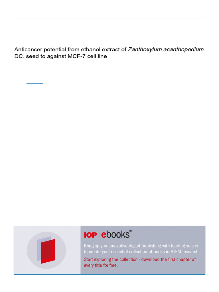 Anticancer Potential From Ethanol Extract of Zanth | PDF | Flavonoid ...