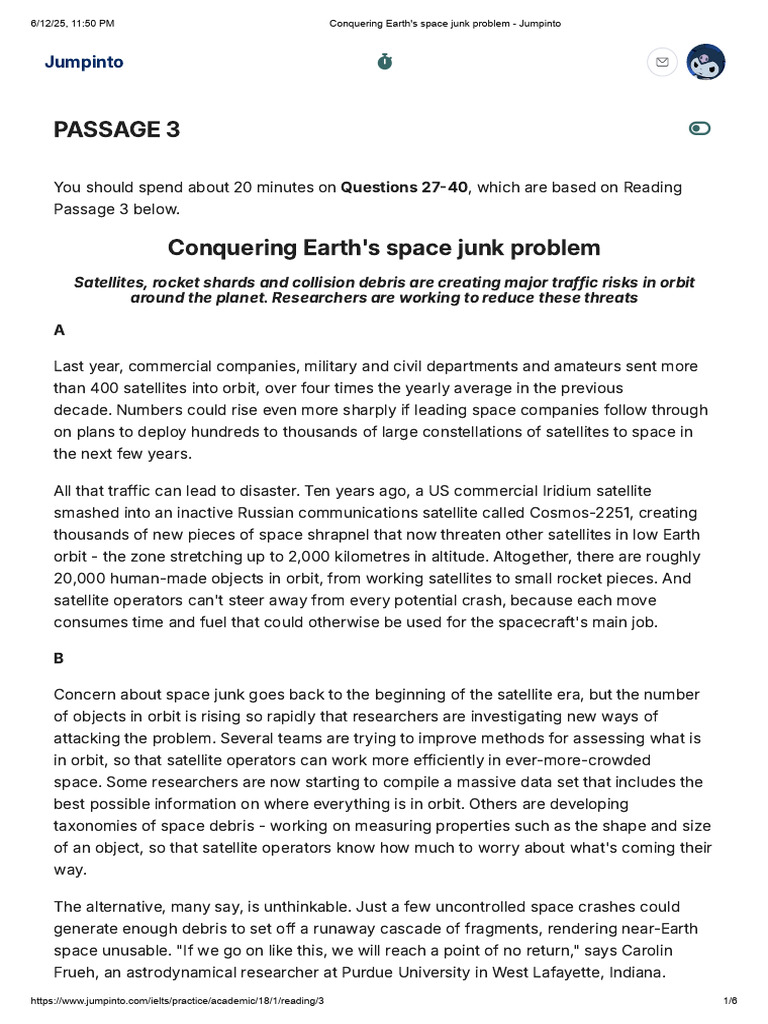 Conquering Earth's Space Junk Problem - Jumpinto | PDF | Space Debris ...