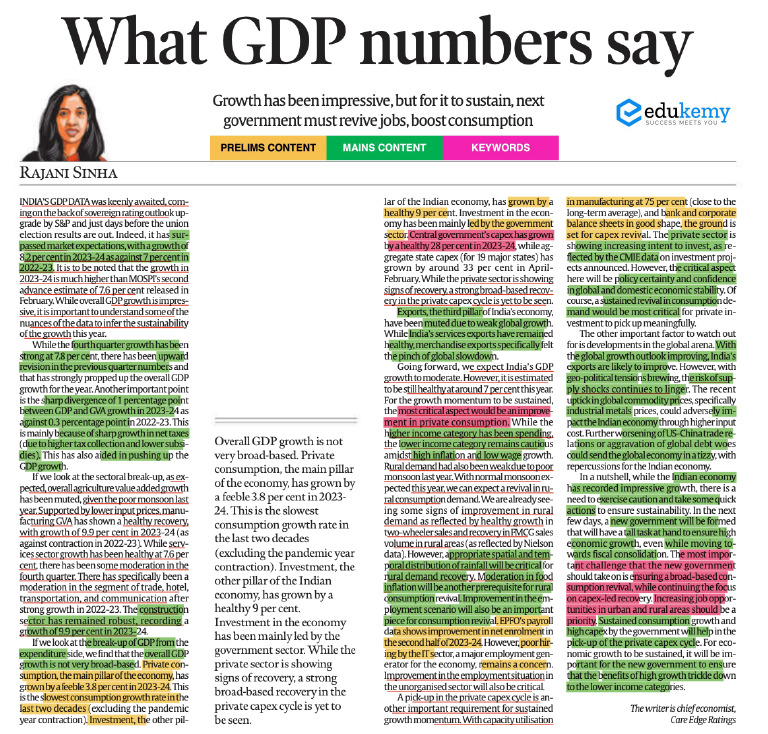 GS3 - Economy - What GDP Numbers Say | PDF