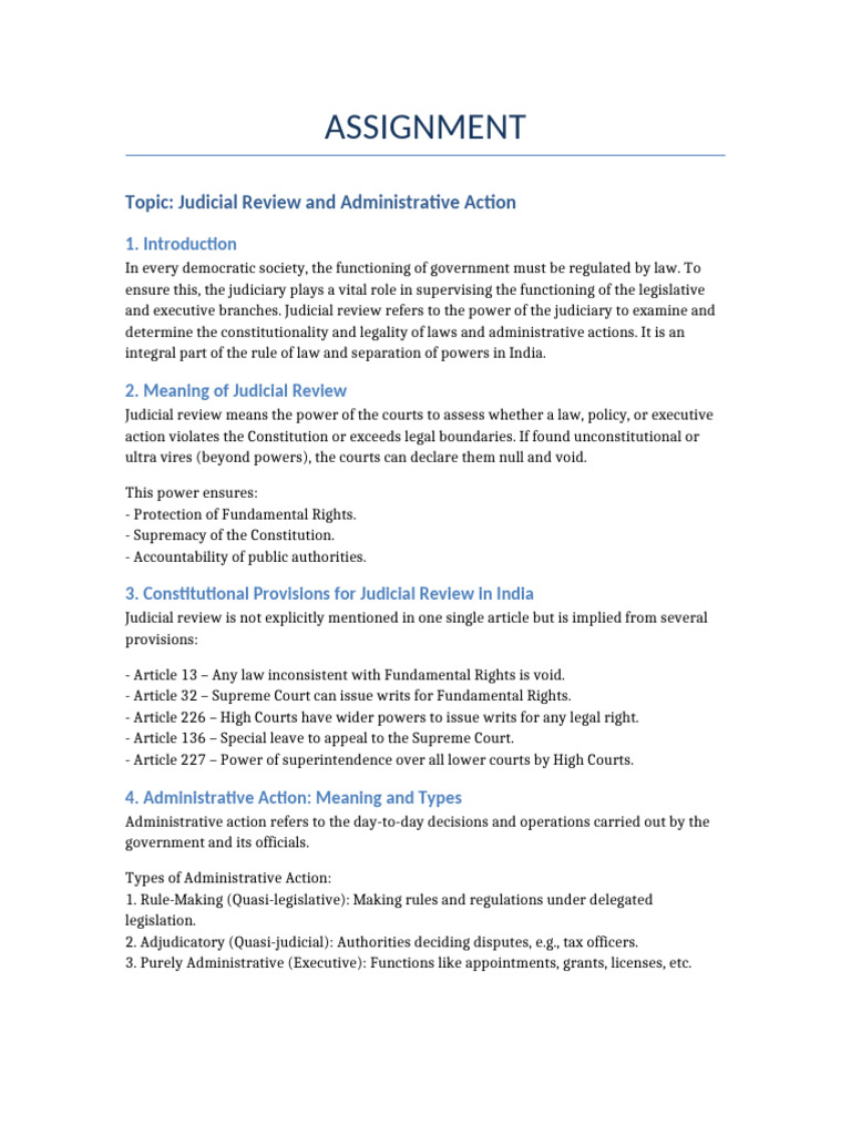 Judicial Review Assignment | PDF | Judicial Review | Justice