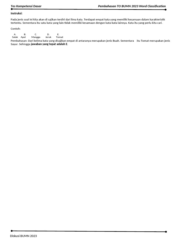 To 1 BUMN 2023 Word Classification Fix | PDF