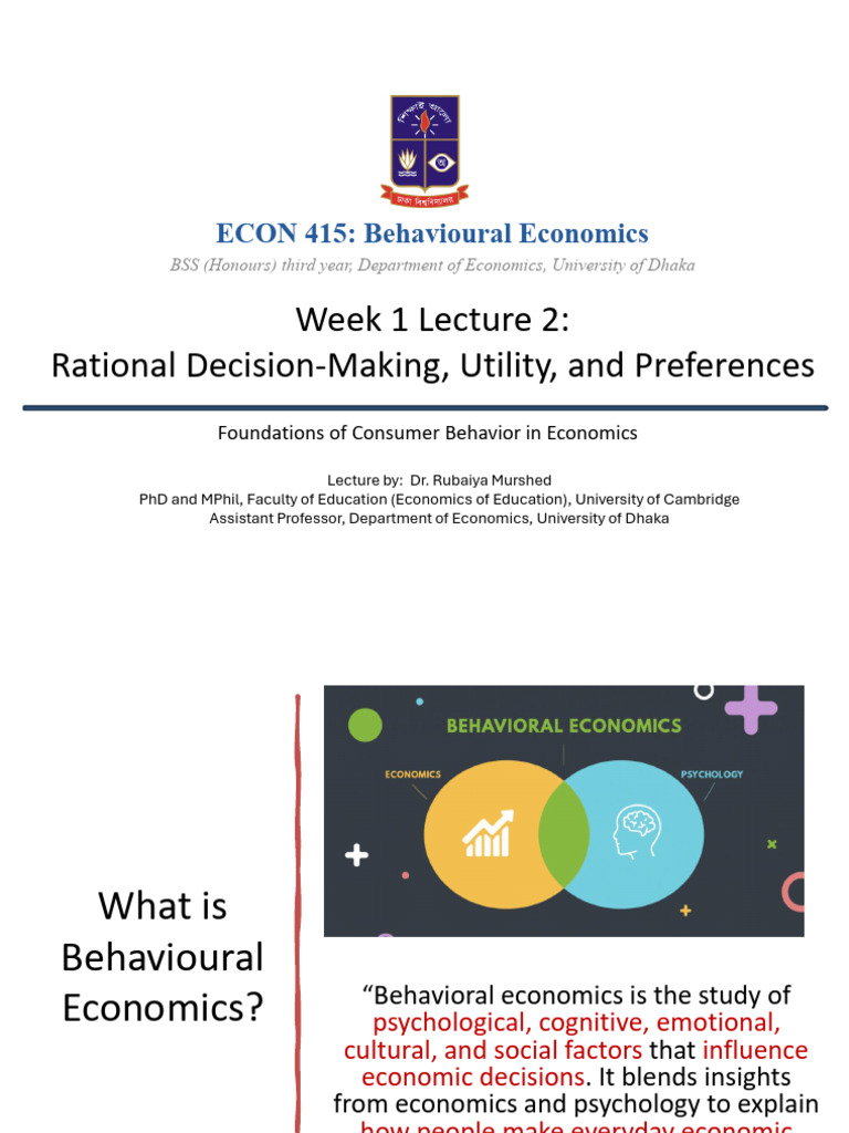 Lecture2 Rational Decision Making | PDF | Utility | Behavioral Economics