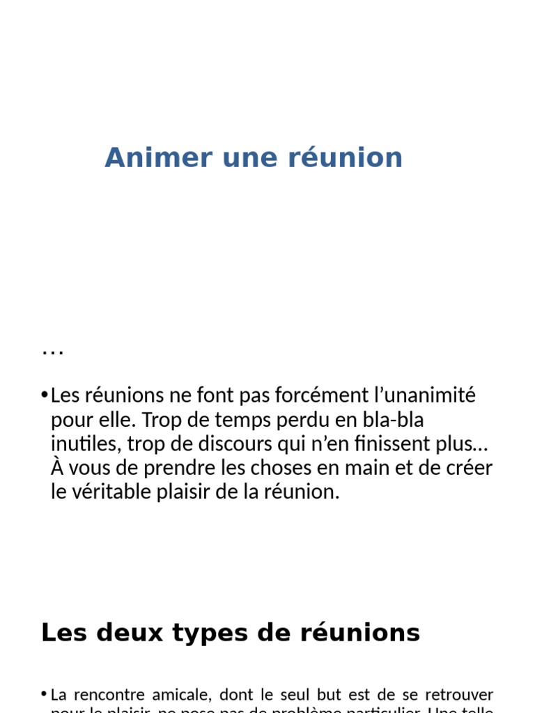 Animer efficacement une réunion productive | PDF | Gestion des risques