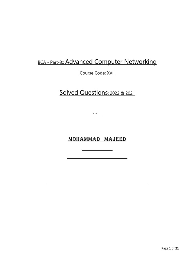 BCA 3rd P17 Solved Questions Adv Computer Networking 2022 2021 | PDF | Computer Data Storage ...