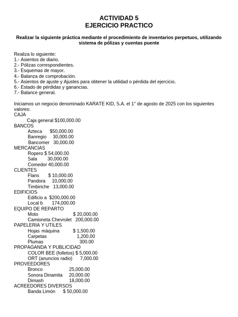 Actividad 5 Ejercicio Practico Karate Kid | PDF | Bancario