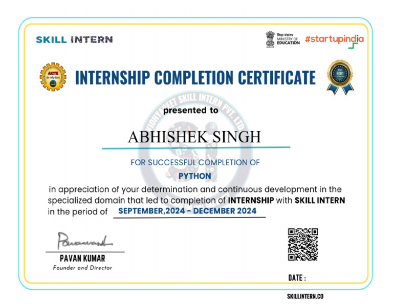 Sample Internship Completion Certificate | PDF