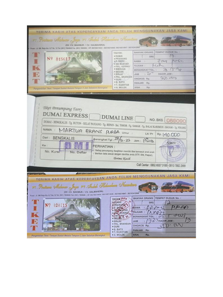 Tiket Bus Dan Ferry | PDF