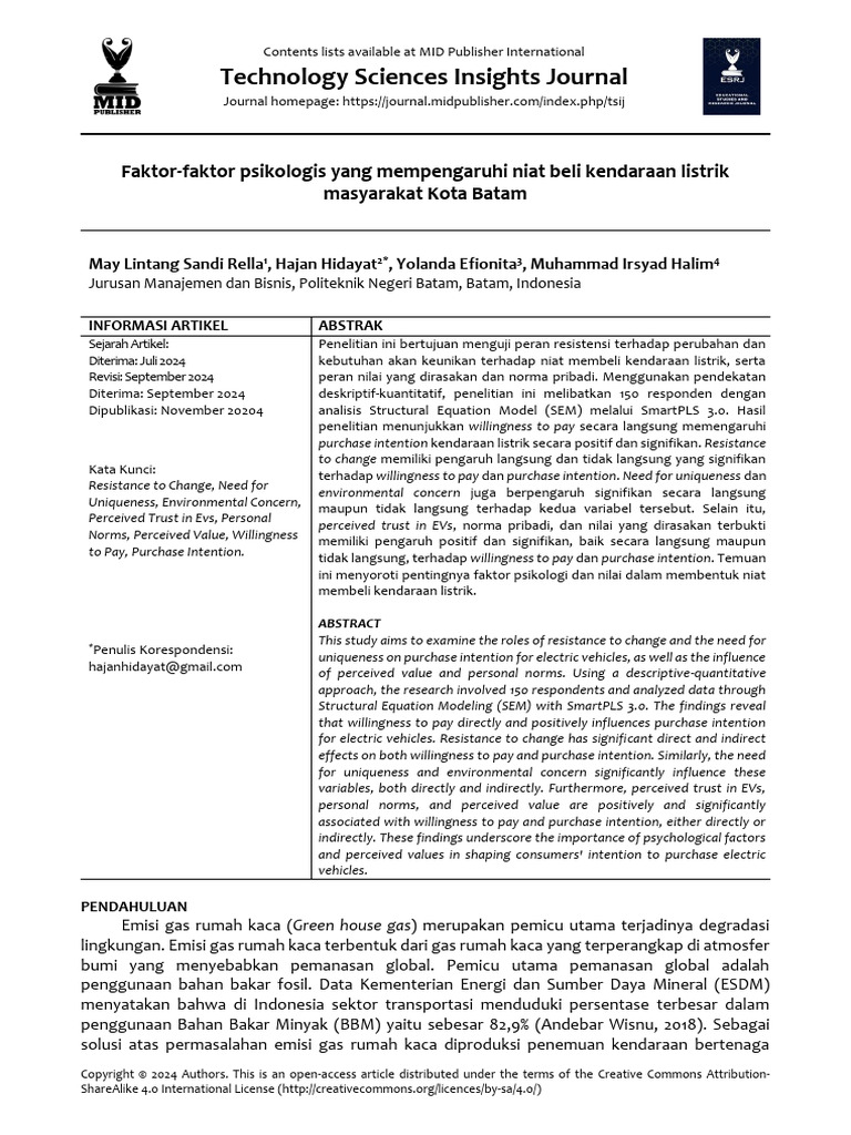 81-97 Faktor - Faktor Psikologis Yang Mempengaruhi Niat Beli Kendaraan Listrik | PDF