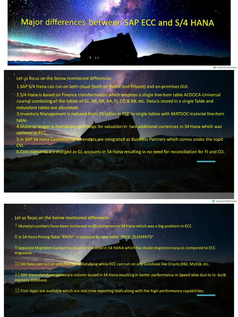 Major Differences Between SAP ECC and S - 4 HANA | PDF