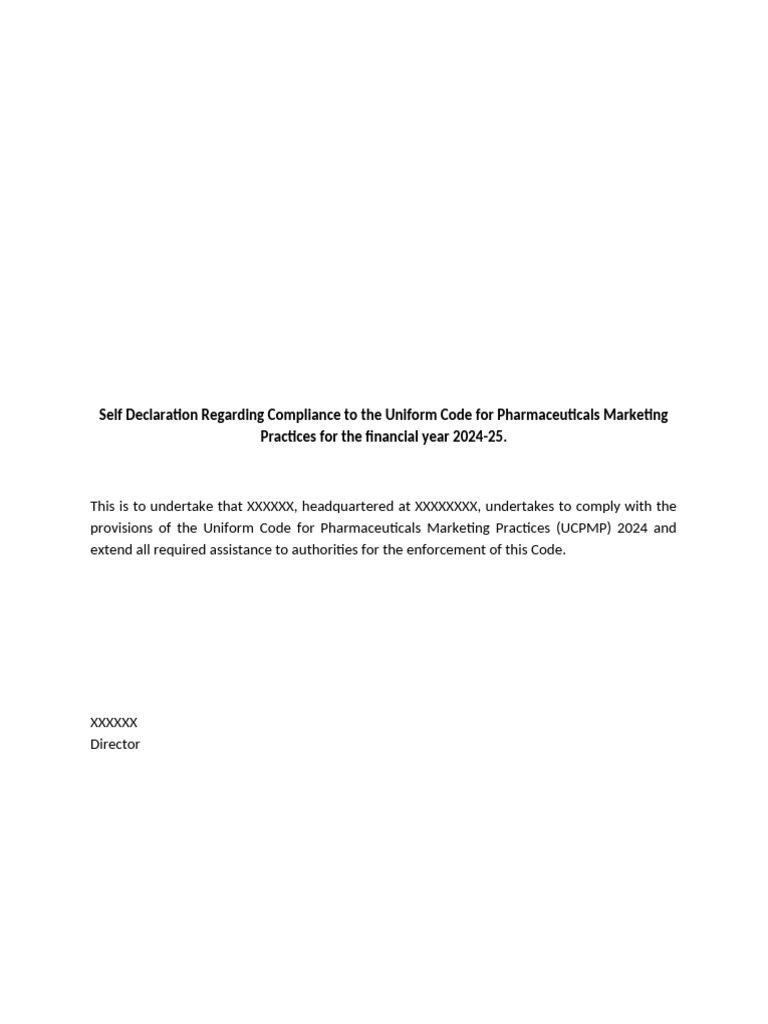 UCPMP Compliance Declaration 2024-25 | PDF