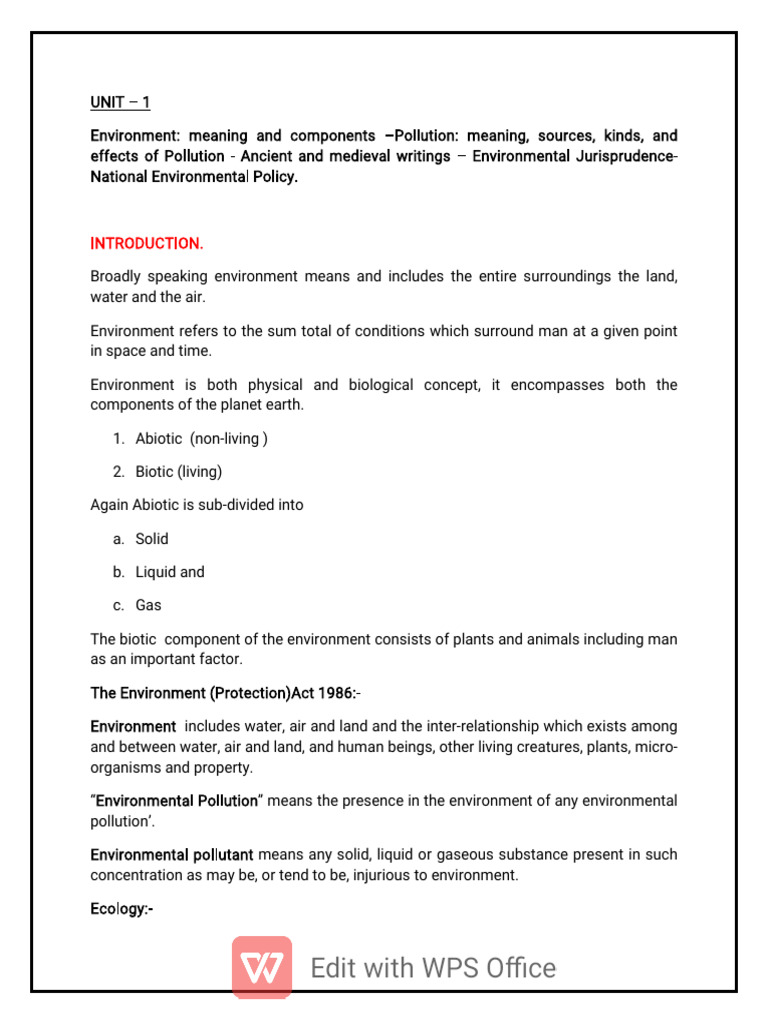 The Idea of Environment | PDF | Natural Environment | Water Pollution