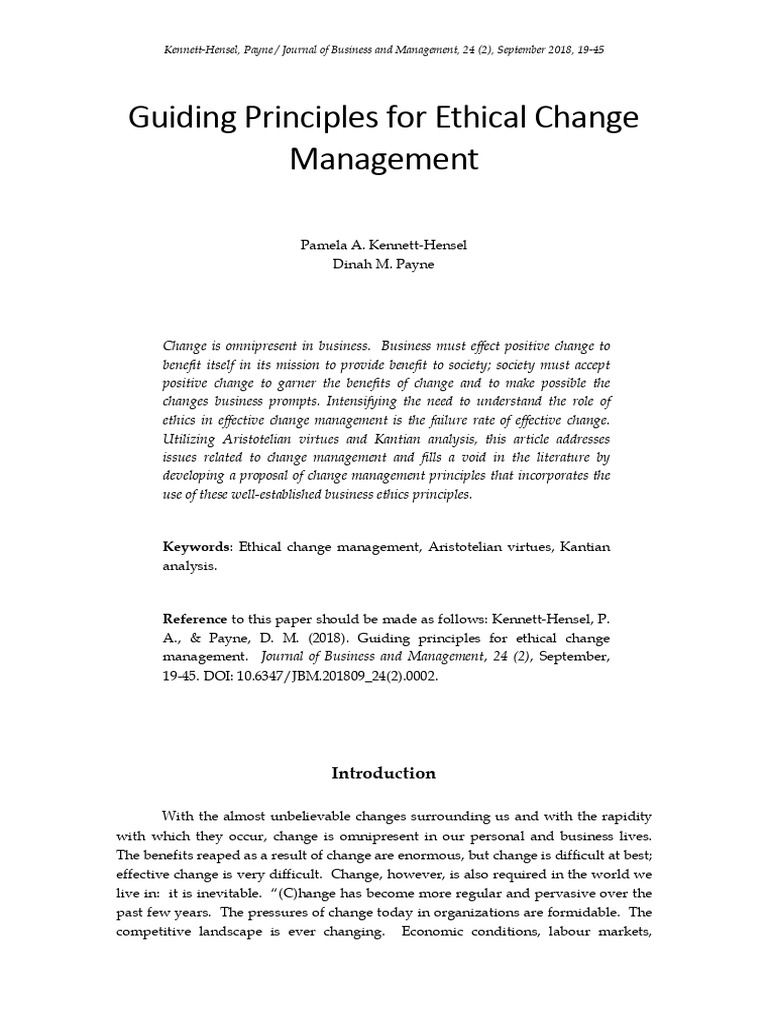 Guiding Principles For Ethical Change Management | PDF | Organizational ...