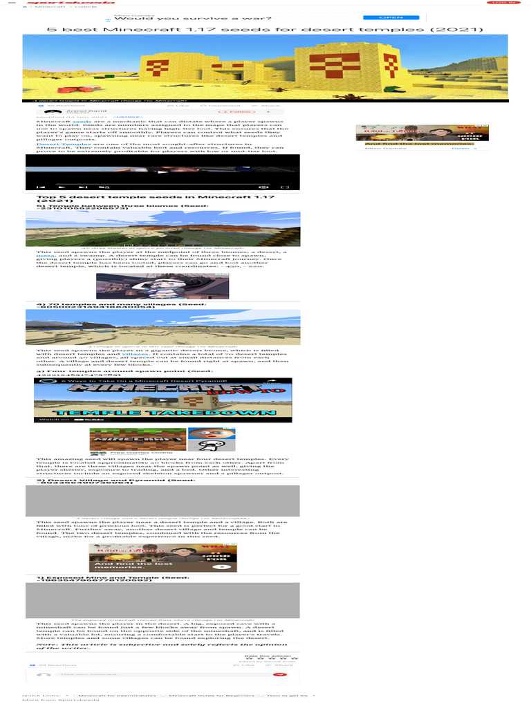 5 Best Minecraft 1.17 Seeds For Desert Temples (2021) | PDF