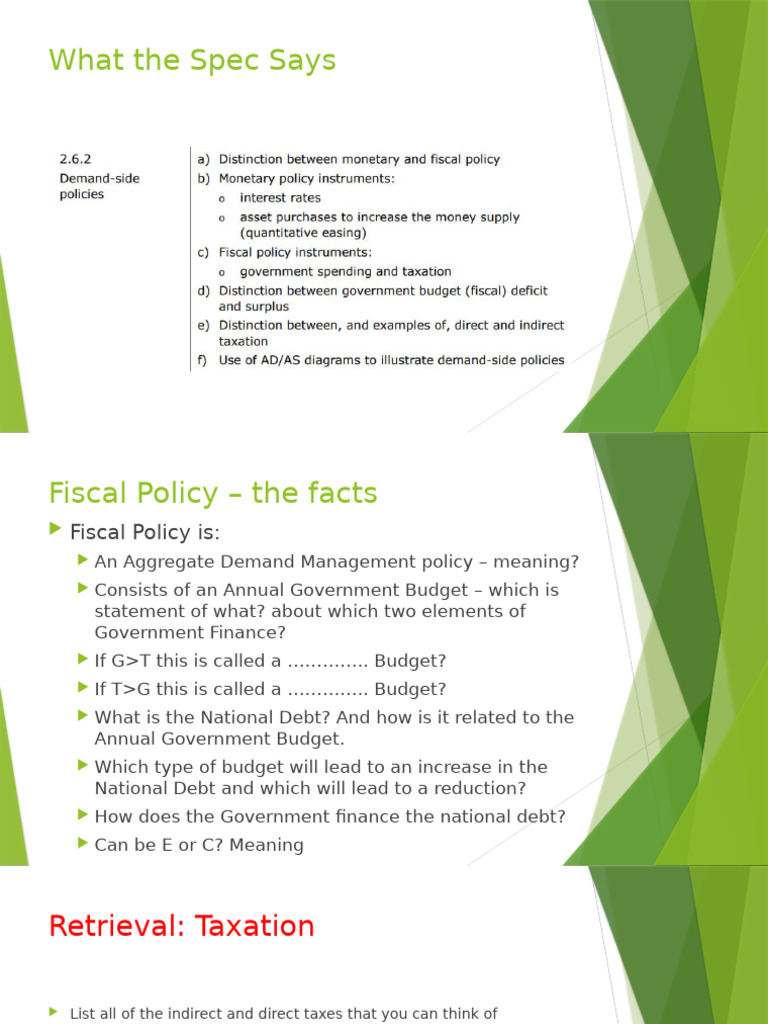 Yr12 Topic 7 Fiscal Policy | PDF | Fiscal Policy | Taxes