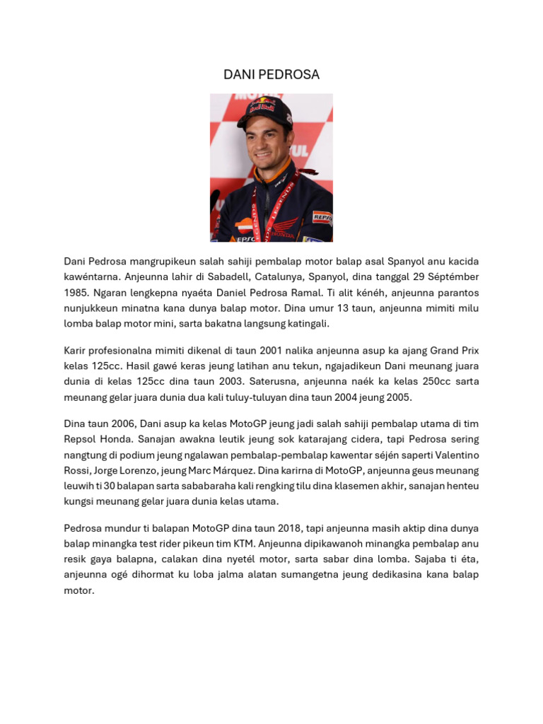 Biografi Dani Pedrosa | PDF