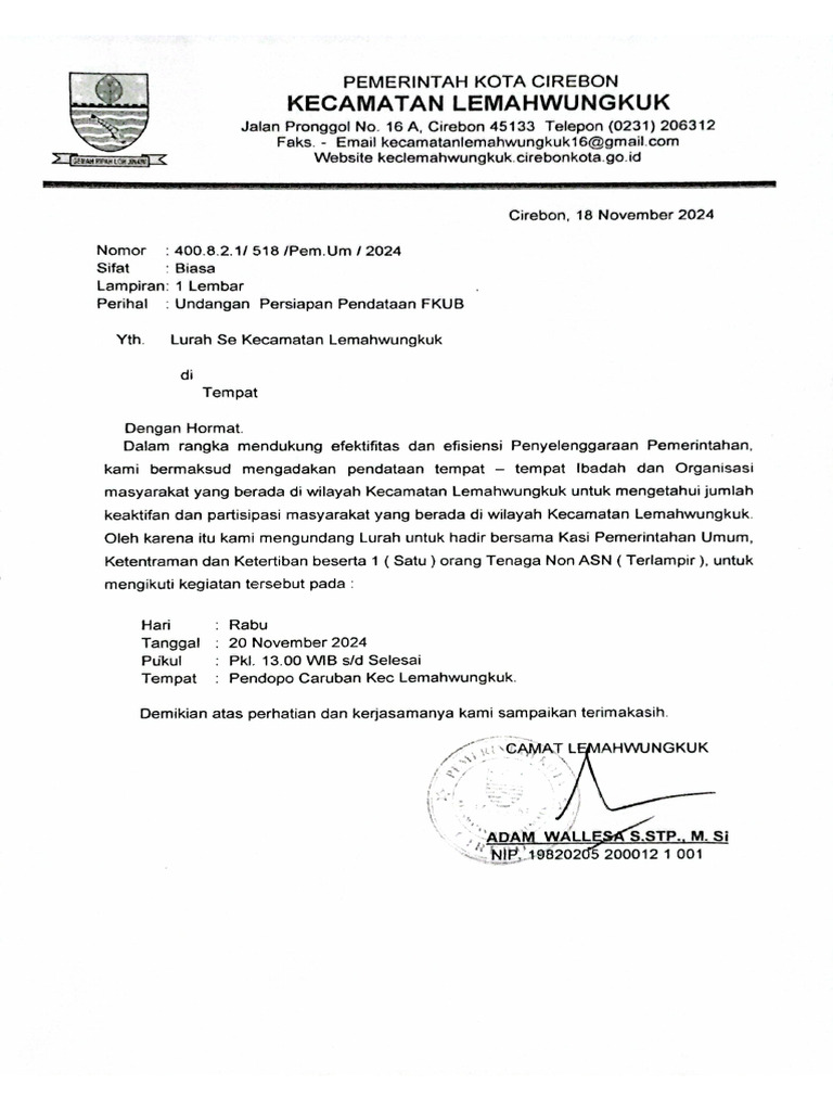 Undangan Persiapan Pendataan FKUH | PDF