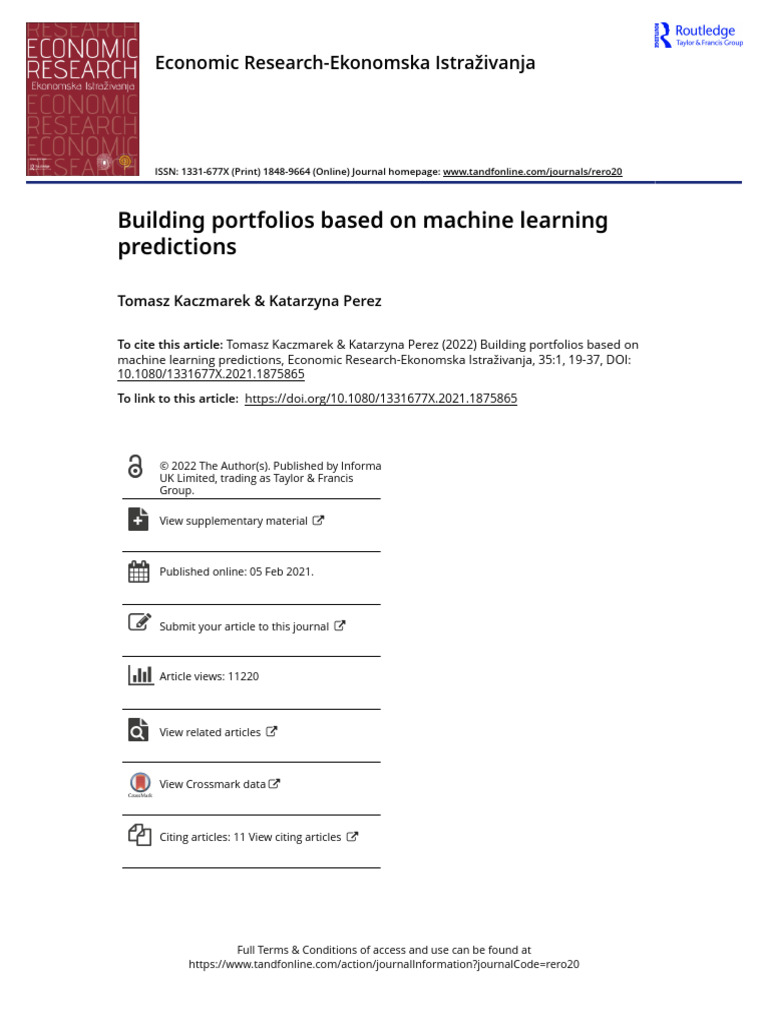 Building Portfolios Based On Machine Learning Predictions | PDF ...
