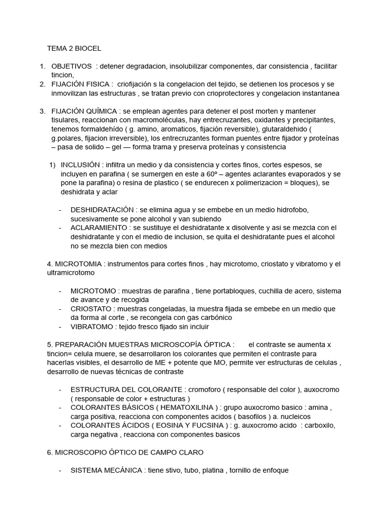Tema 2 Biocel | PDF | Microscopio | Fluorescencia