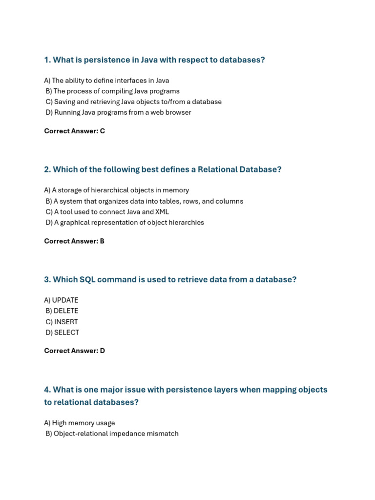 MCQ On ORM | PDF | Databases | Data Model