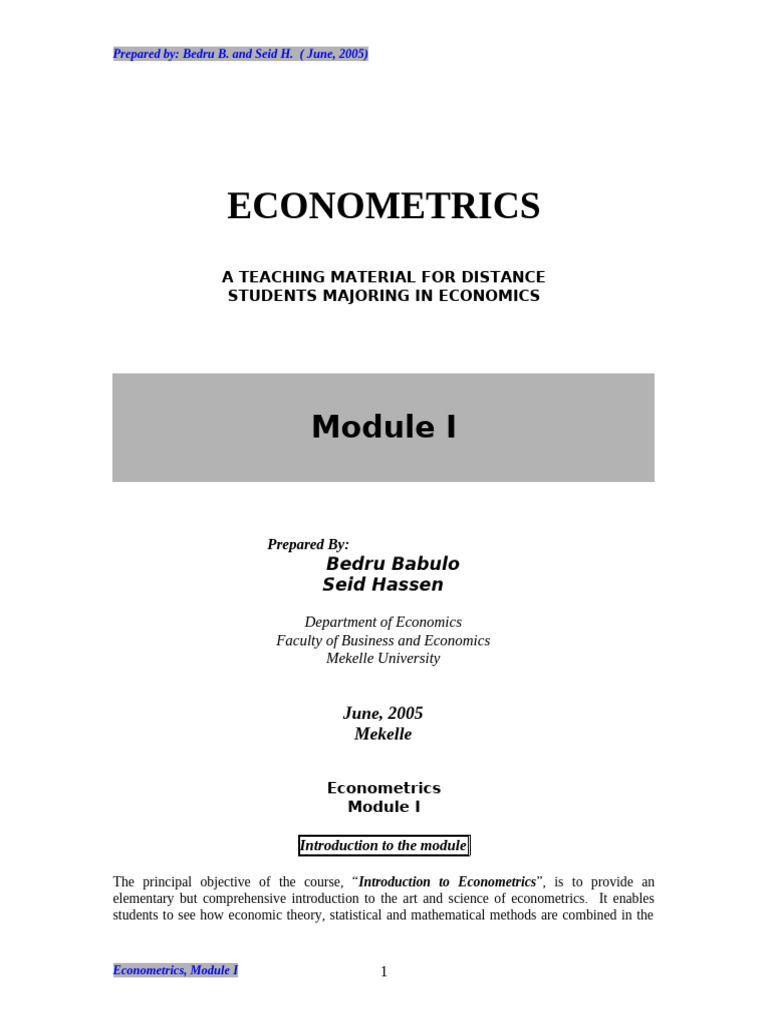 Econometric 1 | PDF | Econometrics | Ordinary Least Squares