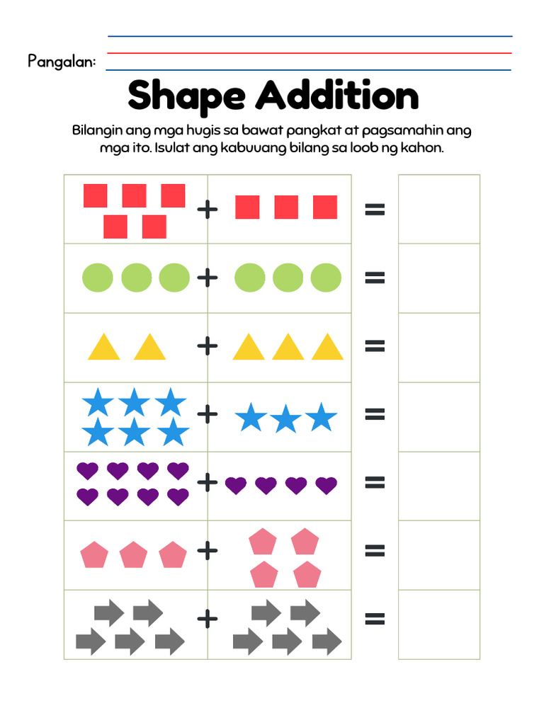 Shape Addition Worksheet | PDF