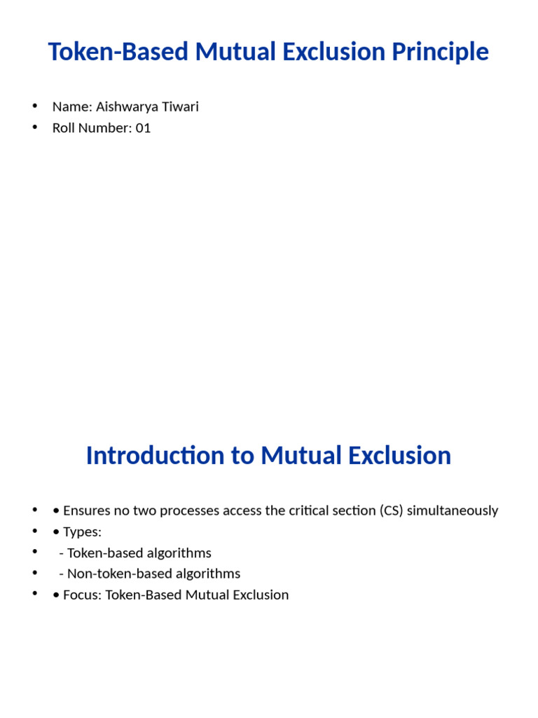 Formatted Token Based Mutual Exclusion Aishwarya Tiwari With Borders | PDF | Queue (Abstract ...