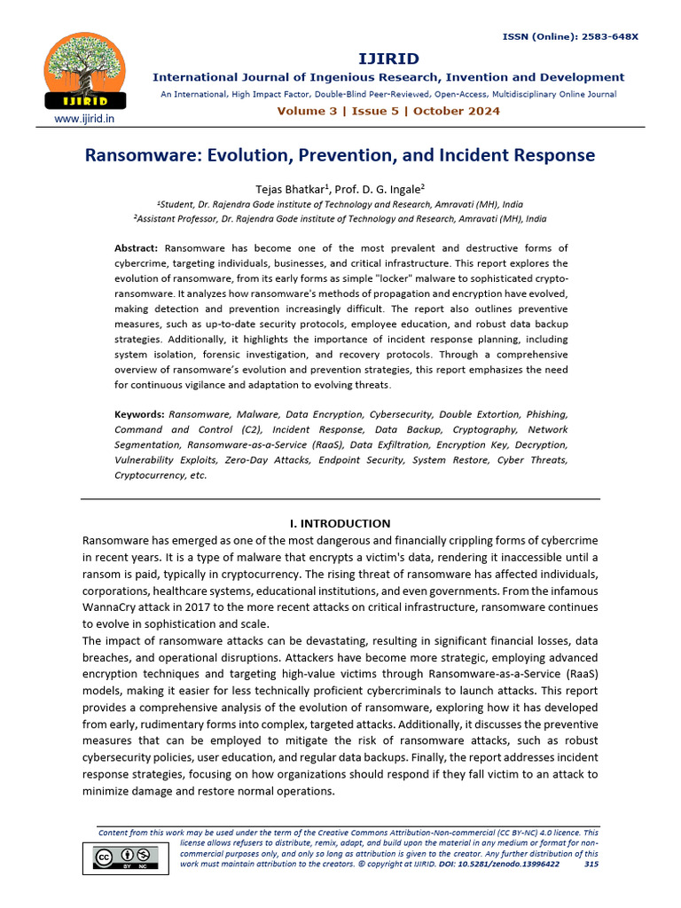 3 5 8 Tejas Bhatkar Prof D G Ingale | PDF | Ransomware | Computer Security