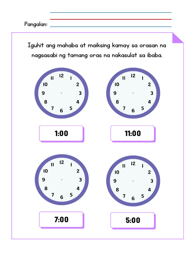 Time To Draw (Telling Time) | PDF