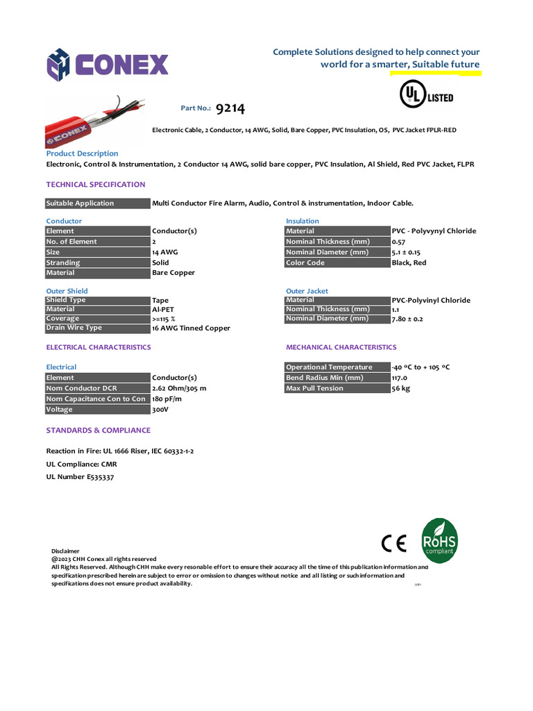 9214 - Fire Alarm, Shield, 2C, 14 AWG | PDF | Electrical Conductor ...