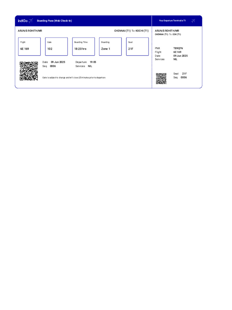 6E 169 102 18:20 Hrs Zone 1 21F: Boarding Pass (Web Check-In) | PDF