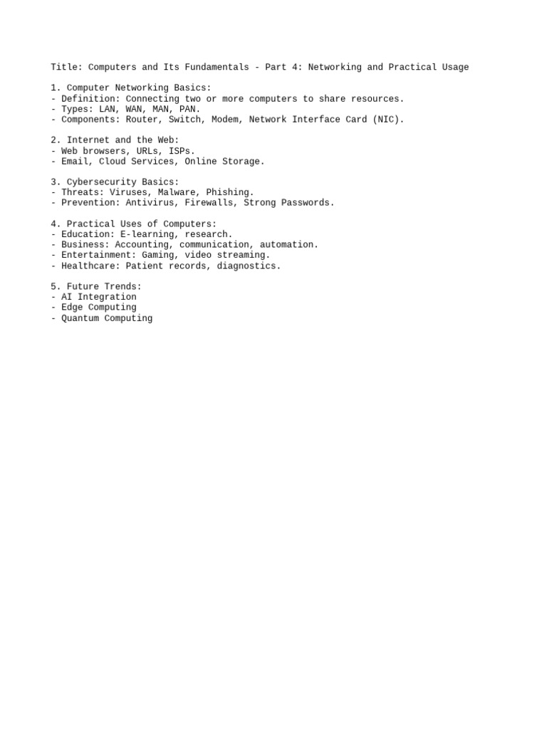 Part 4 Computer Networking and Usage | PDF