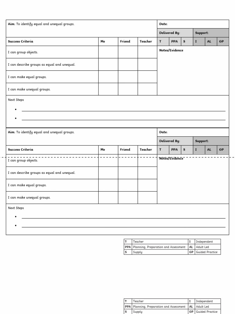 Marking Grid - Equal and Unequal Groups | PDF