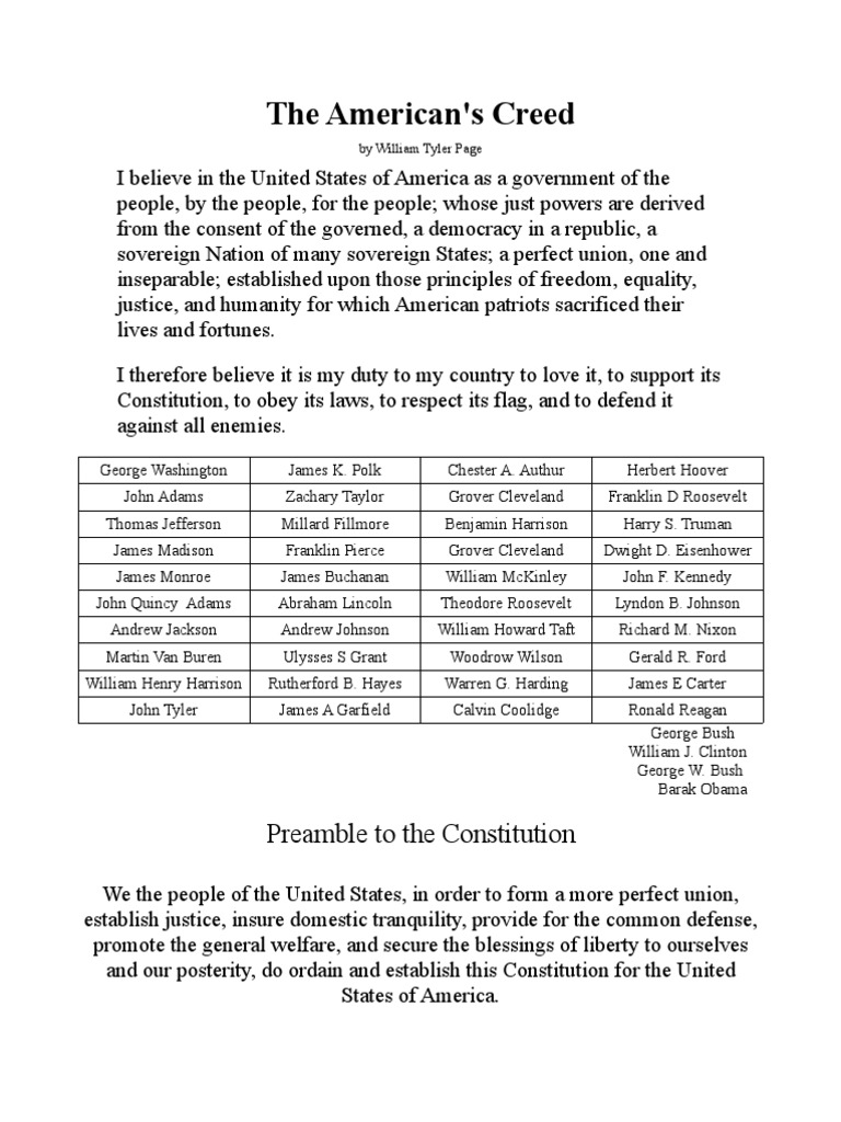 American Creed and Founding Documents | PDF | Natural And Legal Rights ...