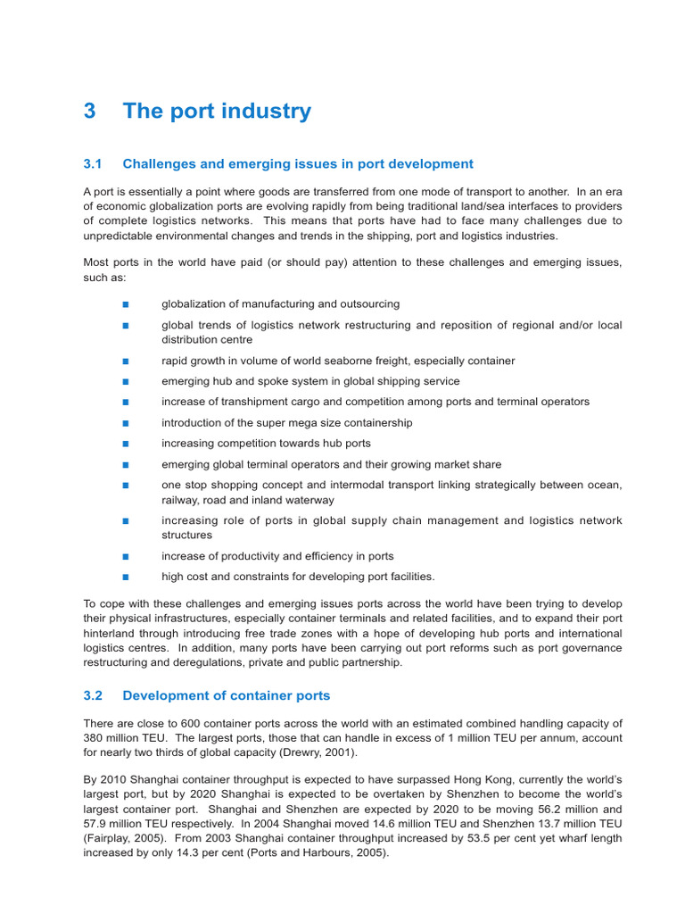 Port Industry Challenges and Developments | PDF | Cargo | Port