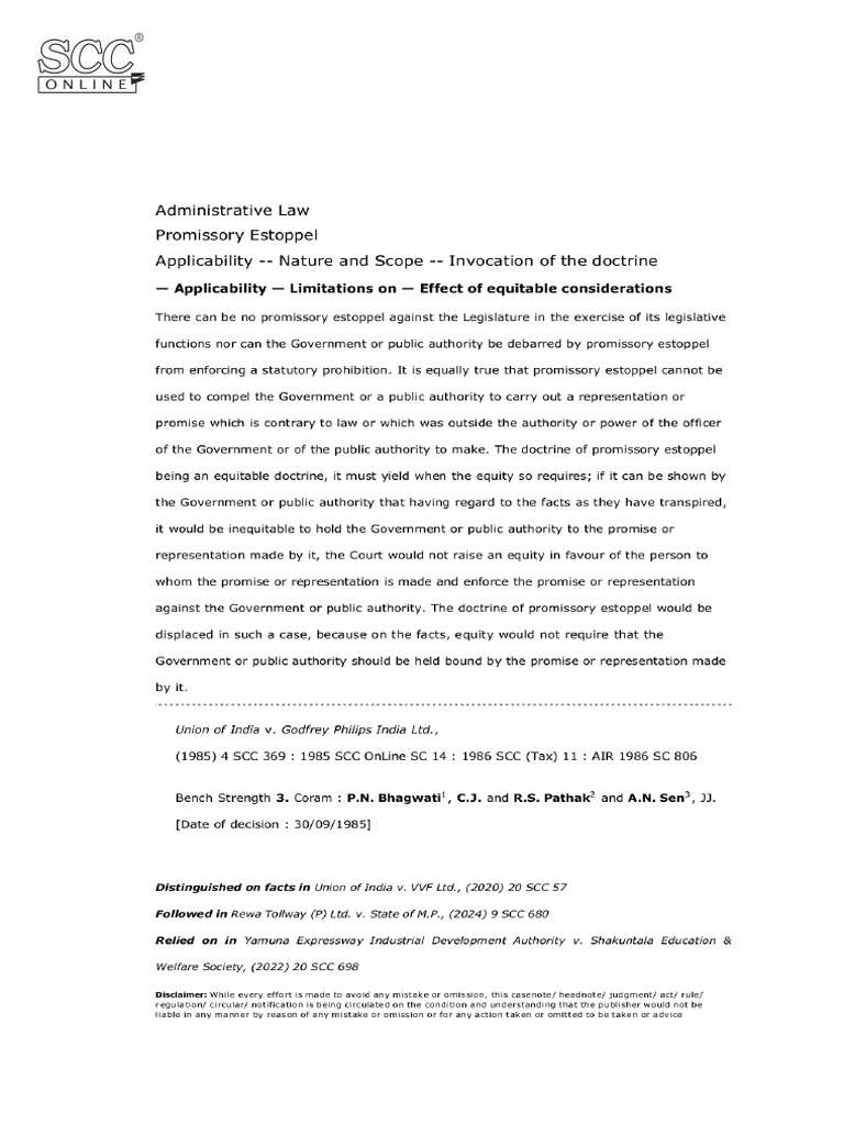 Note On Promisory Estoppel | PDF
