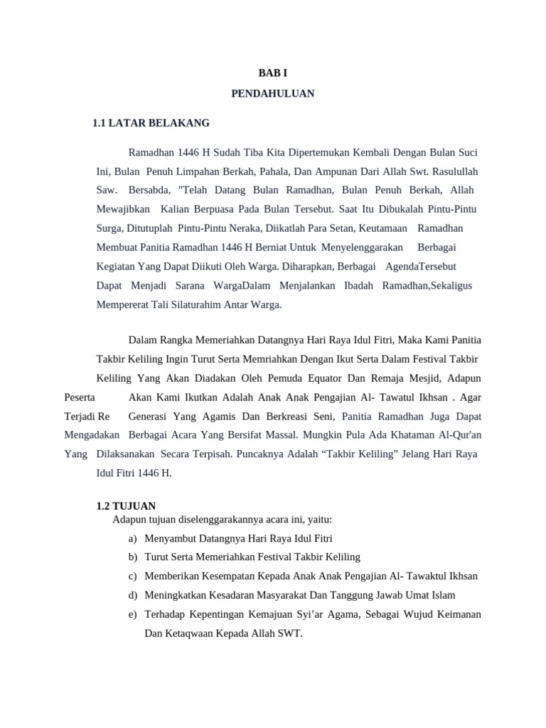 Proposal Takbir Keliling Equator | PDF