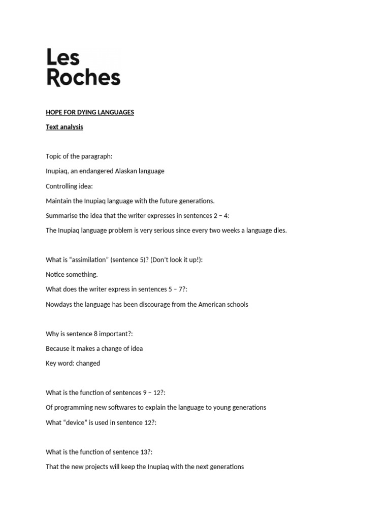 Hope For Dying Languages Text Analysis | PDF