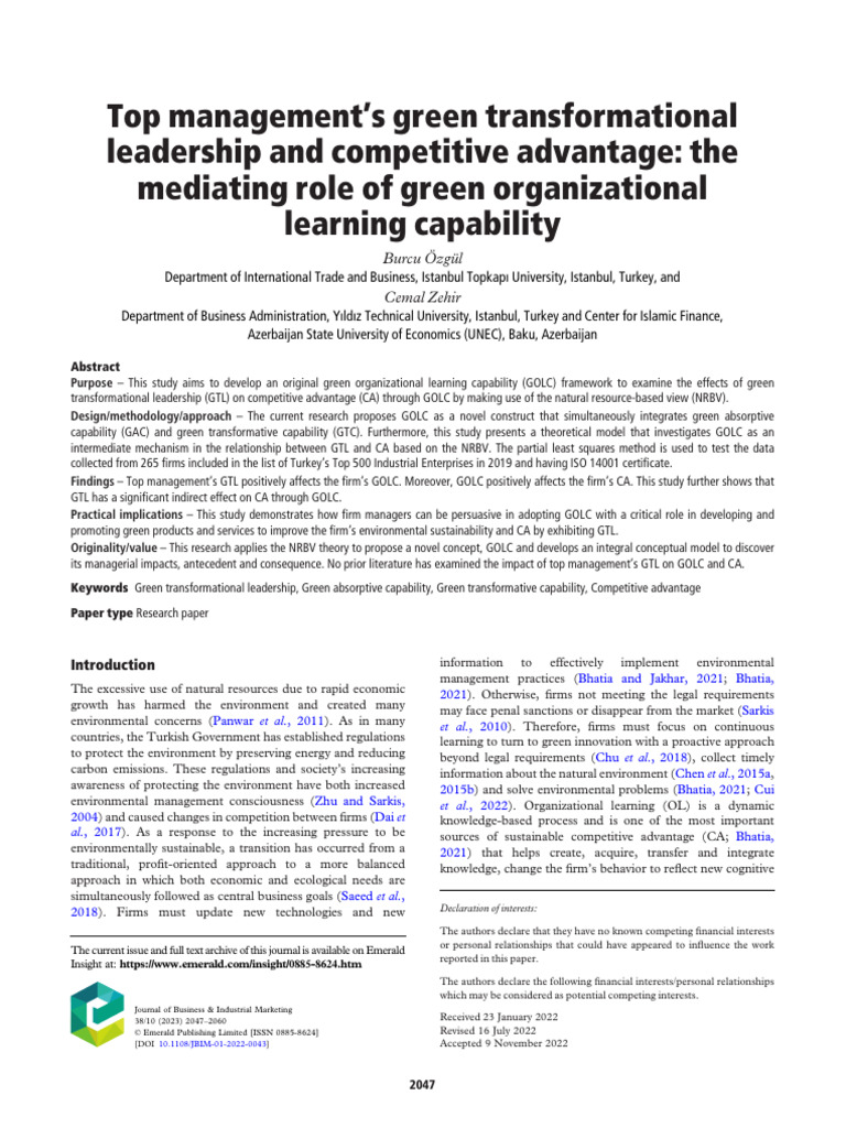 Green Transformational Leadership's Impact | PDF | Factor Analysis ...