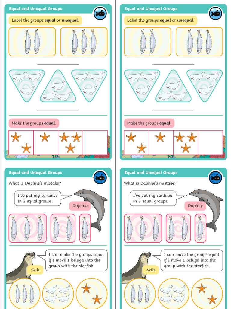 Cards Only - Equal and Unequal Groups | PDF