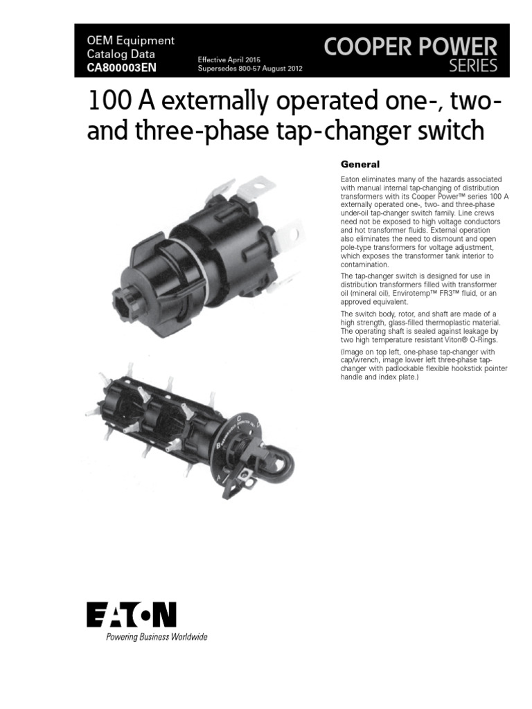 Tap Changer Eaton Total (100a) | PDF | Screw | Transformer