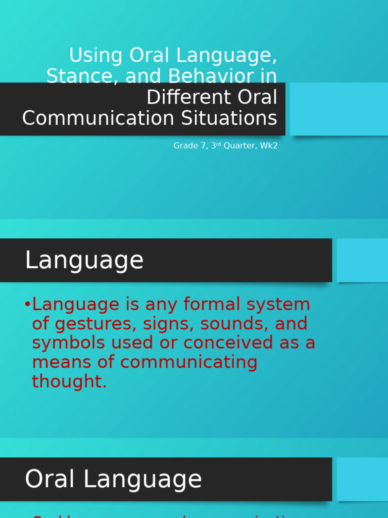 Using Oral Language, Stance, and Behavior | PDF | Communication ...