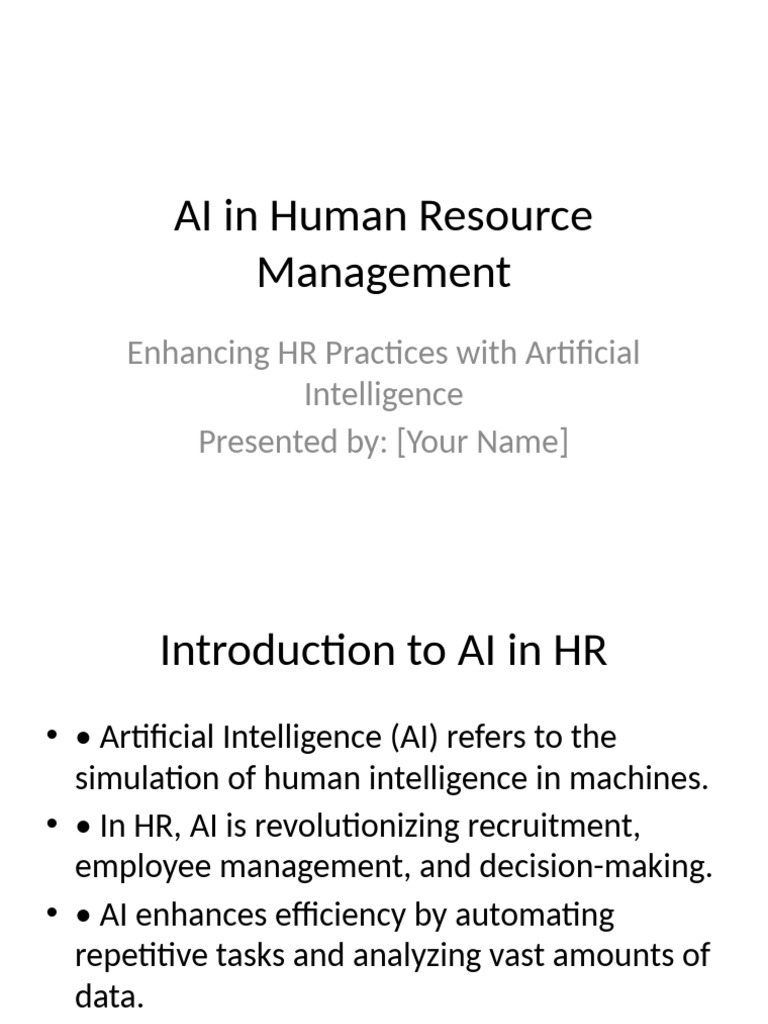 Detailed AI in HR Presentation | PDF | Artificial Intelligence | Intelligence (AI) & Semantics