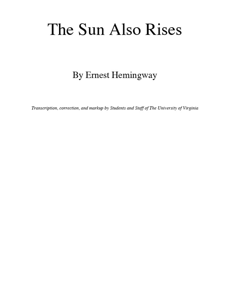 The Sun Also Rises: PDF Edition | PDF
