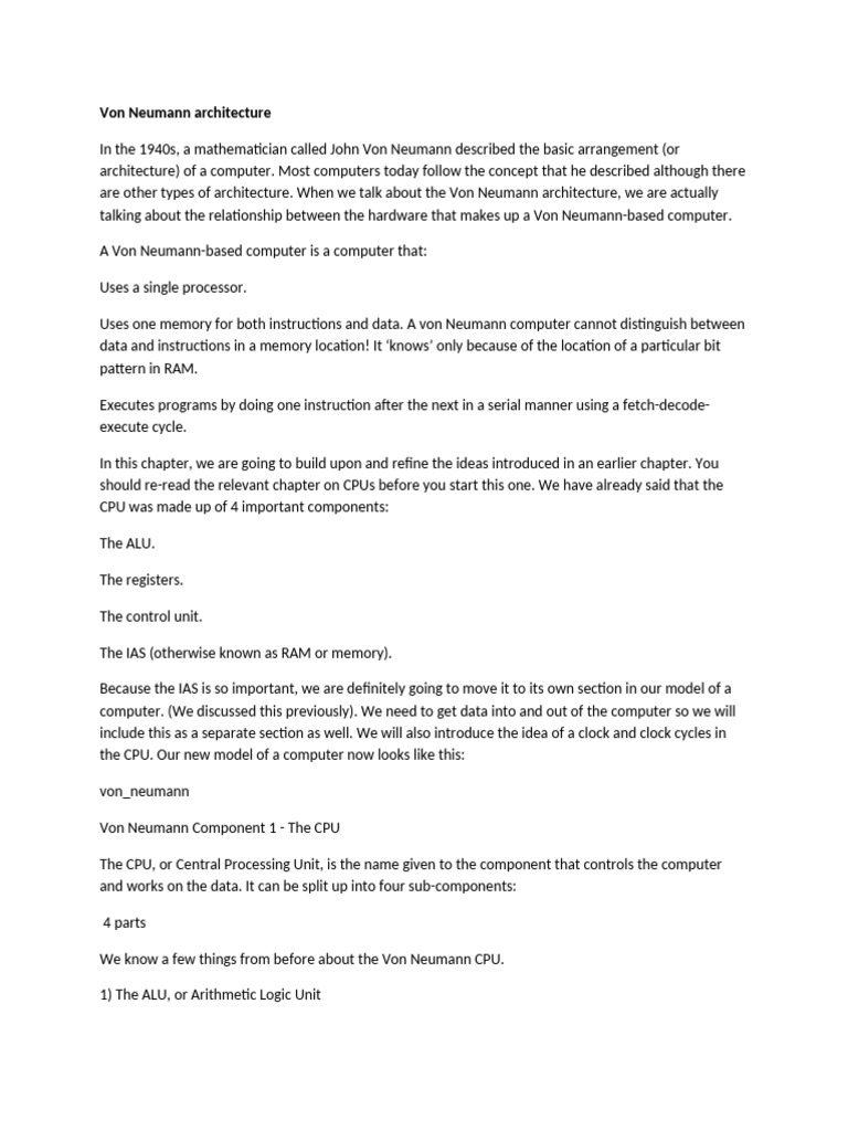 Understanding Von Neumann Architecture | PDF | Central Processing Unit ...