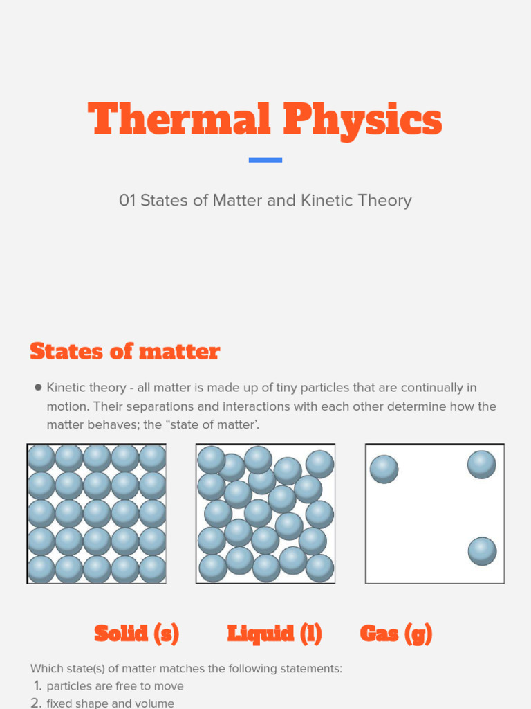 01 States of Matter and Kinetic Theory | PDF | Gases | Liquids