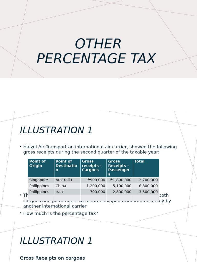 Other Percentage Tax - Illustrations | PDF | Insurance | Taxes