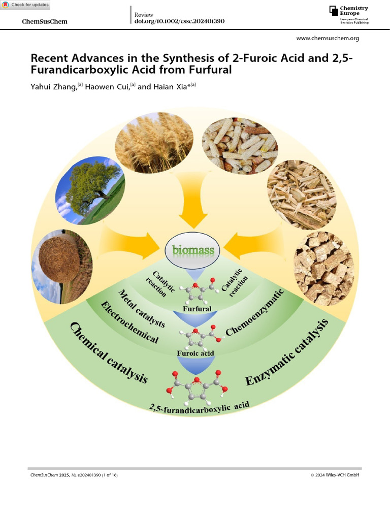 Recent Advances in The Synthesis of 2 Furoic Acid and 2 5 ...